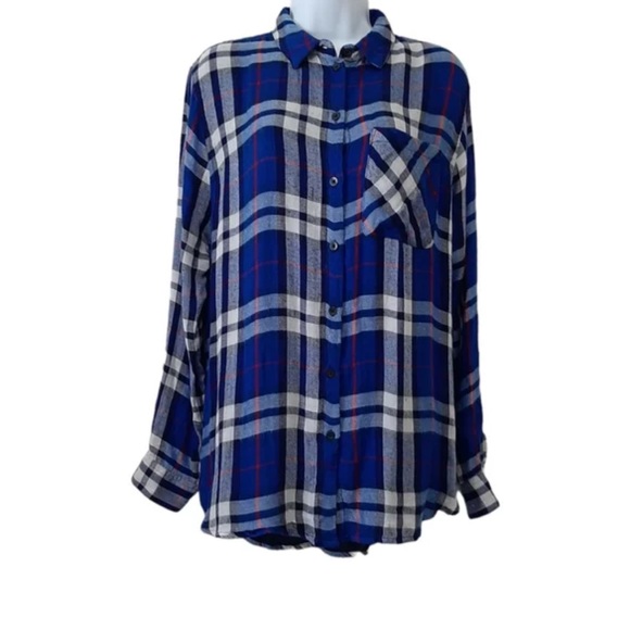 Topshop | Tops | Topshop Blue Plaid Buttonup Shirt | Poshmark